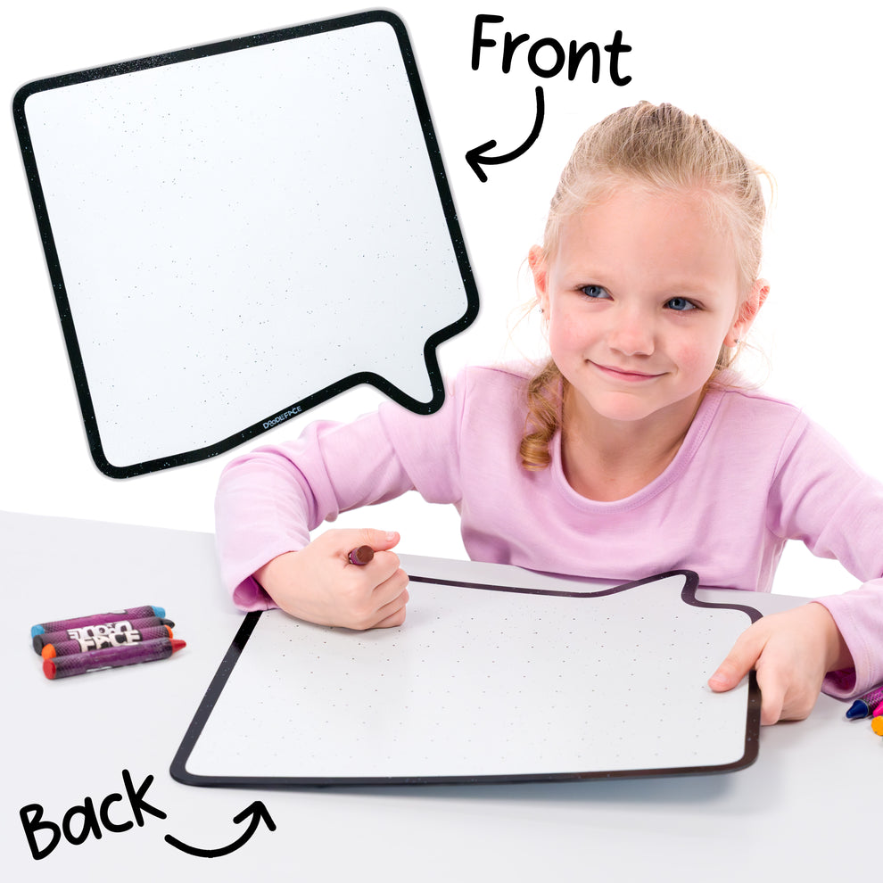 Speech Bubble Wipe-Away Crayon Board w/ Crayons. Mess-Free Dry-Erase f ...