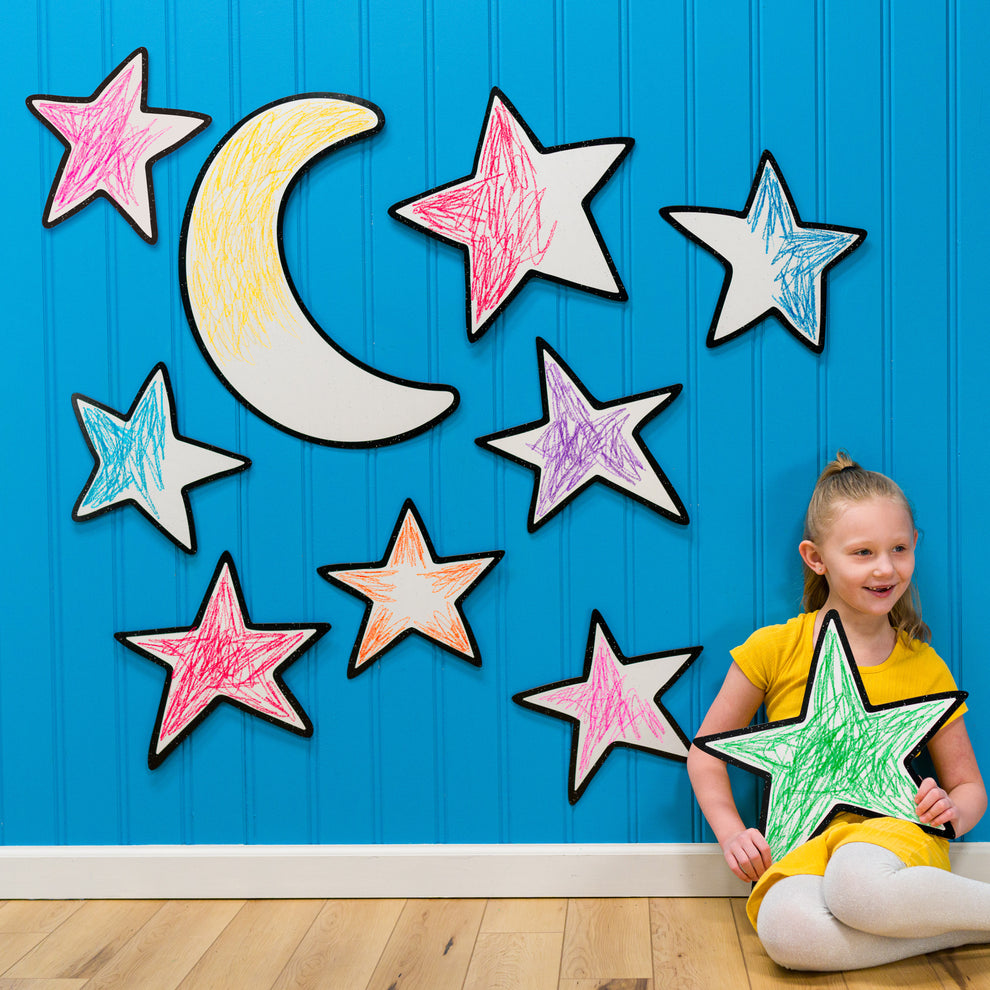 Twinkle Moon & Stars Set | Wall Art for Creative Kids – DoodleFace